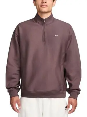 Nike Solo Swoosh Fleece Quarter-zip Pullover - Tattoo/white