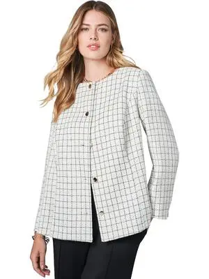 JESSICA LONDON Tweed Lady Jacket - White Grid Tweed