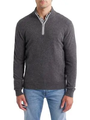 Johnnie-o Niccolo Cashmere Quarter Zip Sweater - Charcoal