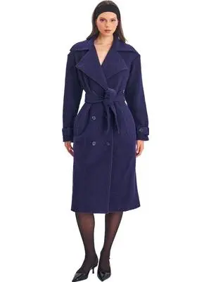 MISS CIRCLE Jaelyn Wool-Blend Double-Breasted Belted Coat