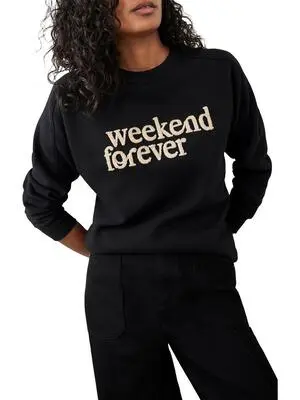 Mint Velvet Slogan Motif Sweatshirt - Black