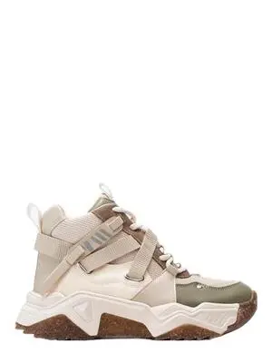 PROLOGUE SHOES Seraphine Sport Boot Beige Green Faux Leather