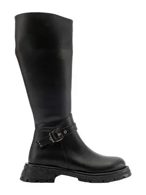 PROLOGUE SHOES Covela Knee High Boots Black Faux Leather