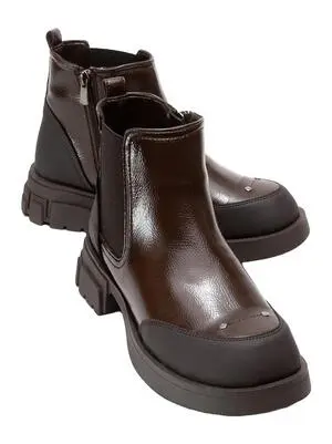 PROLOGUE SHOES Albia Zip Boot - Dark Brown Patent Leather