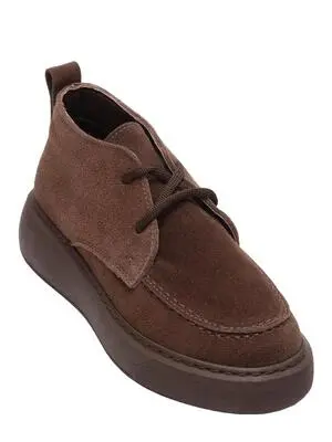 FOREVER & ALWAYS SHOES Lilya Leather Chukka Boot - Brown Suede Leather