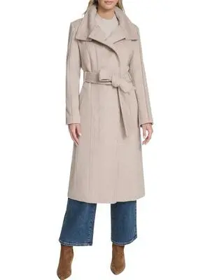Cole Haan Wool-blend Asymmetric Zip Coat - Bone