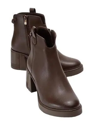 PROLOGUE SHOES Mier Chunky Boots - Brown Faux Leather
