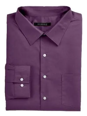 SYNRGY BY DXL Big & Tall Performance Solid Dress Shirt - Italian Plum