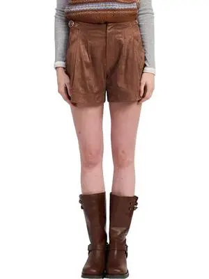 JACQUIE THE LABEL Cordelia Faux Suede Shorts - Mocha