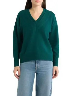 CITY BLUES Long Sleeve V-Neck Sweater Forest