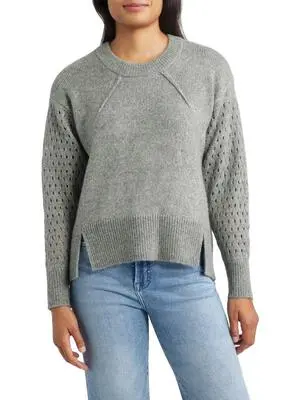CITY BLUES Open Stitch Sleeve Sweater - Gray