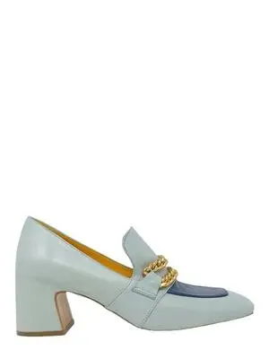MADISON MAISON Mid Heel Loafer With Chain - Turquoise/blue