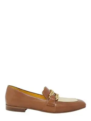 MADISON MAISON Flat Loafer With Chain Detailing - Tan/creame