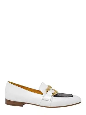 MADISON MAISON Flat Loafer With Chain Detailing - White/black