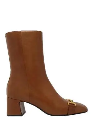 MADISON MAISON Back Stripe Horse Bit Buckle Boots - Cognac