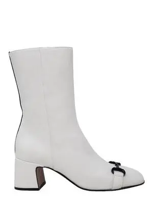 MADISON MAISON Back Stripe Horse Bit Buckle Boots - White