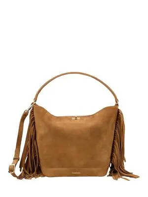 Sandro Tangoso Fringed Suede Bucket Bag - Camel
