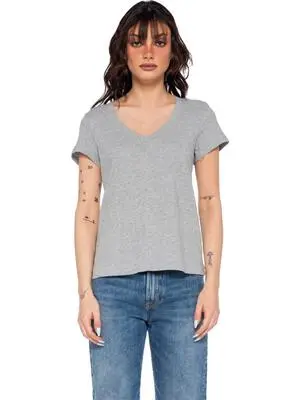 WILT CLOTHING Slim Deep V-Neck Rib Back Tee Grey Heather
