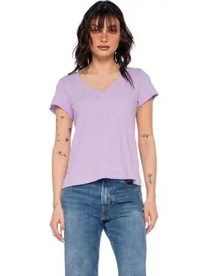 WILT CLOTHING Slim Deep V-Neck Rib Back Tee Mulberry