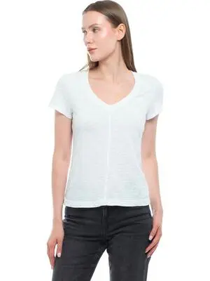 WILT CLOTHING Slim Deep V-neck Rib Back Tee - White