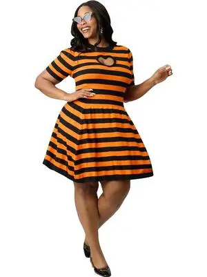 SMAK PARLOUR Heart Cutout Flare Dress - Orange