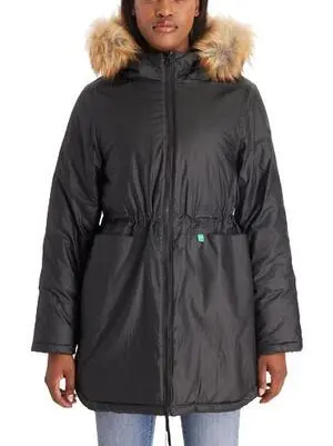 MODERN ETERNITY 3-in-1 Maternity Parka With Faux Fur Trim - Black
