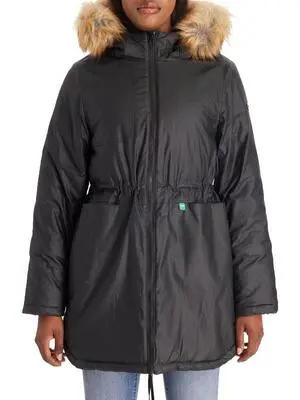 MODERN ETERNITY 3-in-1 Maternity Parka With Faux Fur Trim - Black