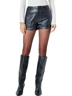Endless Rose Faux Leather Shorts - Black