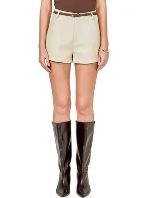 Endless Rose Faux Leather Shorts - Cream
