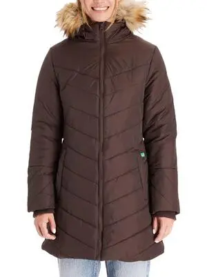 MODERN ETERNITY Modern Eternity Faux Fur Trim Convertible Puffer Jacket Dark Chocolate