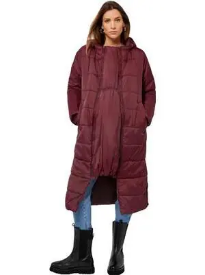 MODERN ETERNITY Penelope 3-in-1 Long Puffer Maternity Coat - Burgundy