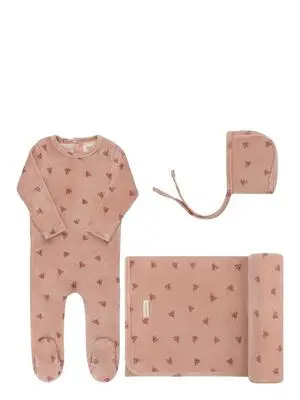ELY'S & CO. Velour Leaf Pattern Take Me Home Set Pink