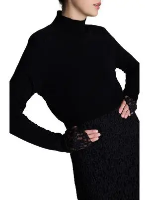 KENNETH COLE Merino Wool Crop Sweater - Black