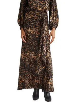 Johanna Ortiz Wild Confidant Cosmology Silk Maxi Skirt - Leopard