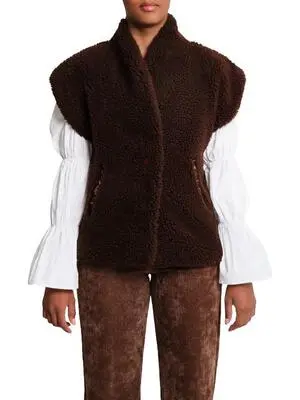 THE LULO PROJECT Faux Shearling Vest - Chocolate 18