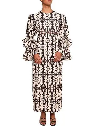 THE LULO PROJECT Makeda Paisley Long Sleeve Crepe Maxi Dress - Maxi Paisley