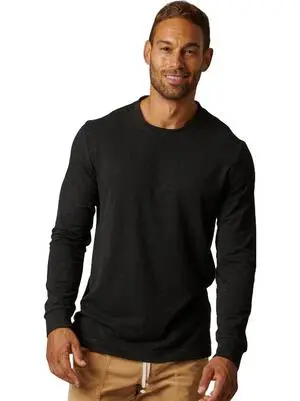 LEISURE LAB Long Sleeve Slub T-shirt - Matte Black