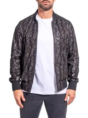 MACEOO Ascension0010 Foil Print Leather Jacket - Black