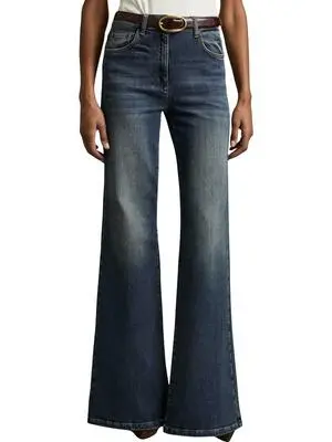 REISS Bonnie Flare Jeans - Mid Blue