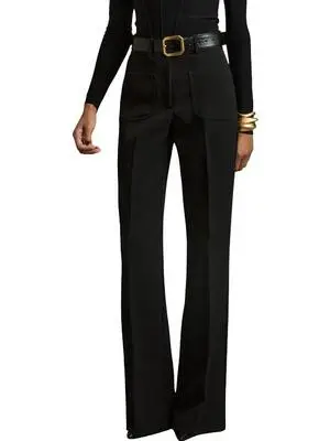 REISS Priya Patch Pocket Wide-Leg Pants Black