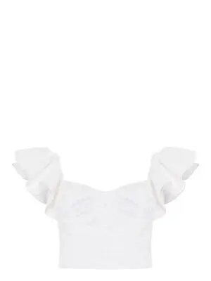 PatBO Rythmic Lace Flutter Top - Off White
