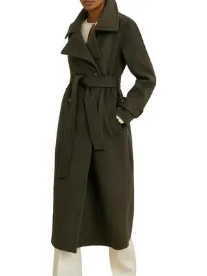 REISS ATELIER Scarlett Wool And Cashmere Wrap Coat - Khaki