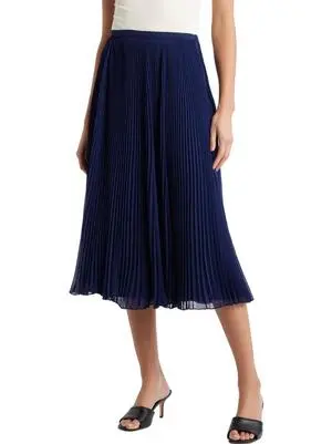 REFORMATION Kella Pleated Skirt - Navy