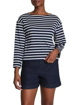 Spanx Cool Cotton Top Navy Yacht Stripe