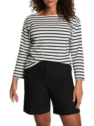 Spanx Cool Cotton Top White Yacht Stripe