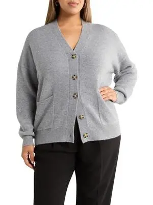Nordstrom Wool And Cashmere Boyfriend Cardigan - Grey Night