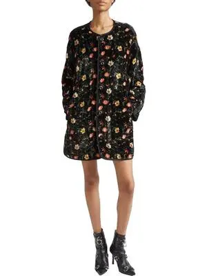 R13 Reversible Padded Taped Liner Coat - Multifloral Black