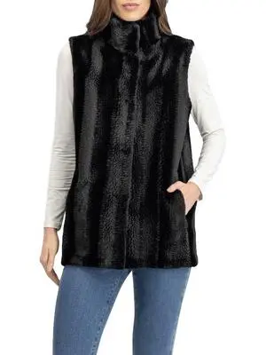 LYLA GRANT Fur-free Mink Reversible Vest - Black/black