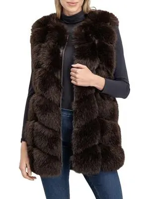 LYLA GRANT Fur-free Fox Chevron Vest - Brown