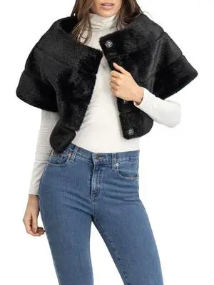 LYLA GRANT Fur-free Mink Capelet - Black